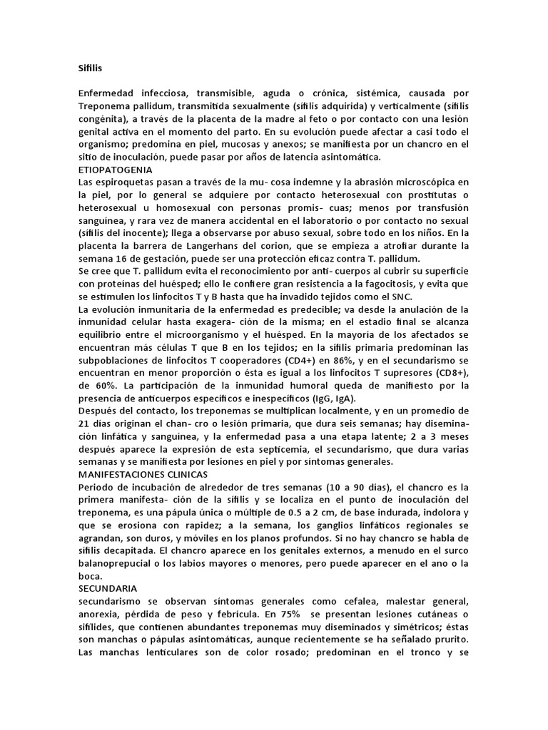 Chancro Duro (Sifilis) y Blando | PDF | Penicilina | Sistema inmune