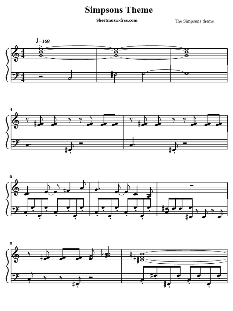 Simpsons Theme Piano Sheet Music | PDF