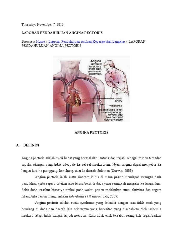 Laporan Pendahuluan Angina Pectoris | PDF