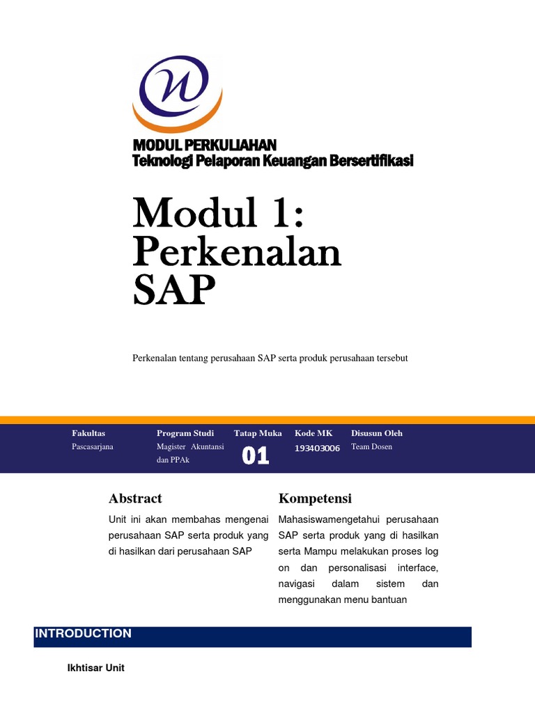 Modul 01. Perkenalan SAP | PDF