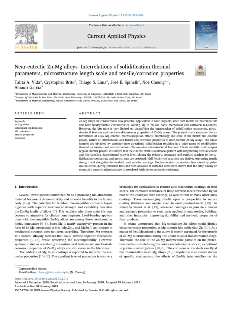 Near-Eutectic ZN-MG Alloys Interrelations of Solidification Thermal ... Near-Eutectic ZN-MG Alloys Interrelations of Solidification Thermal ...