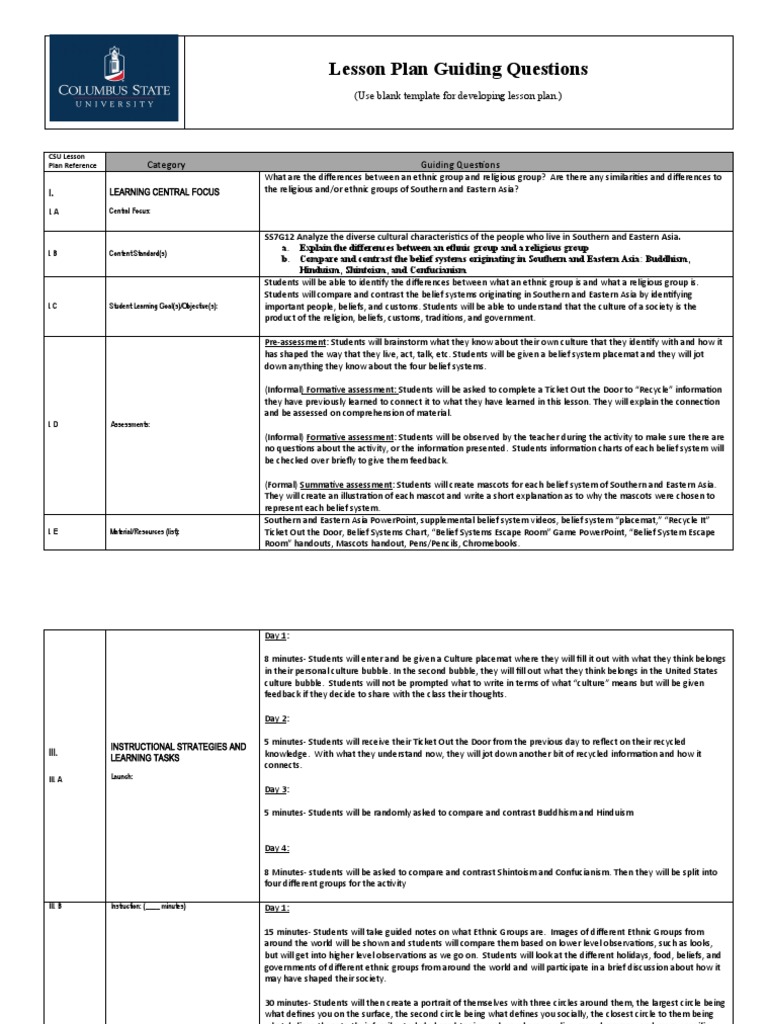 Middle School Lesson Plan | PDF | Lesson Plan | Reading Comprehension