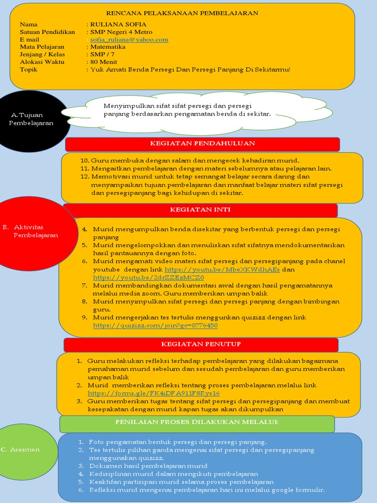 Pembelajaran Sifat Persegi SMP Kelas 7 | PDF | Seni | Sains & Matematika
