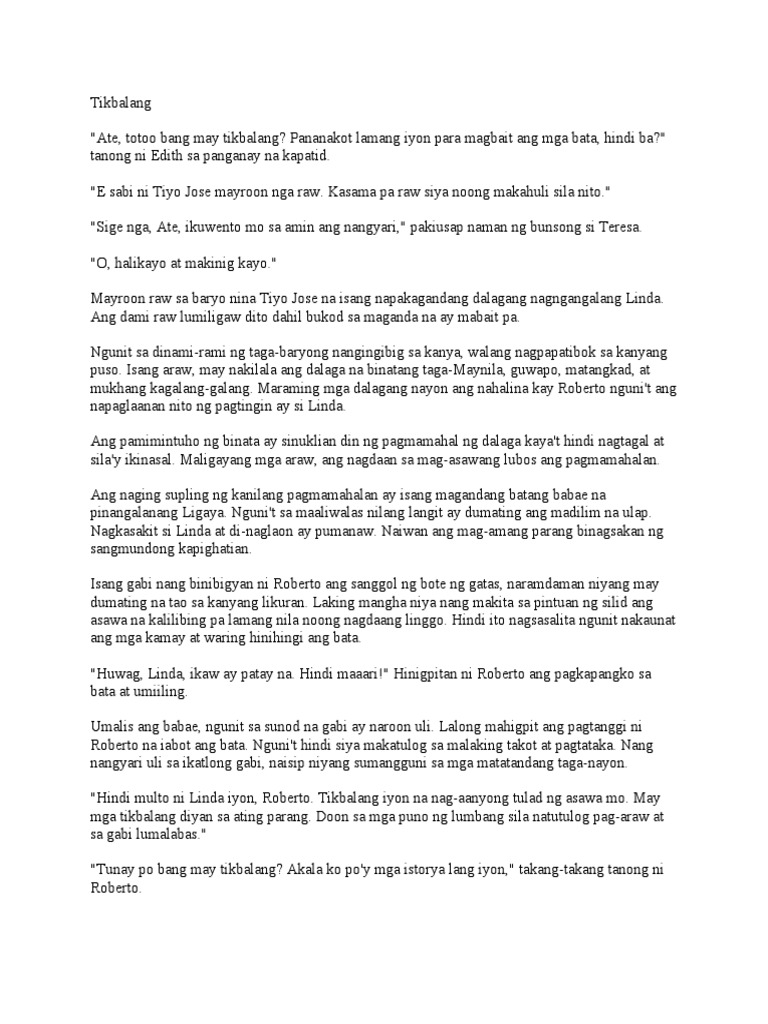 Alamat NG Tikbalang | PDF