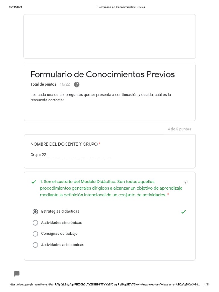 Formulario de Conocimientos Previos ME2 | PDF | Evaluación | Aprendizaje