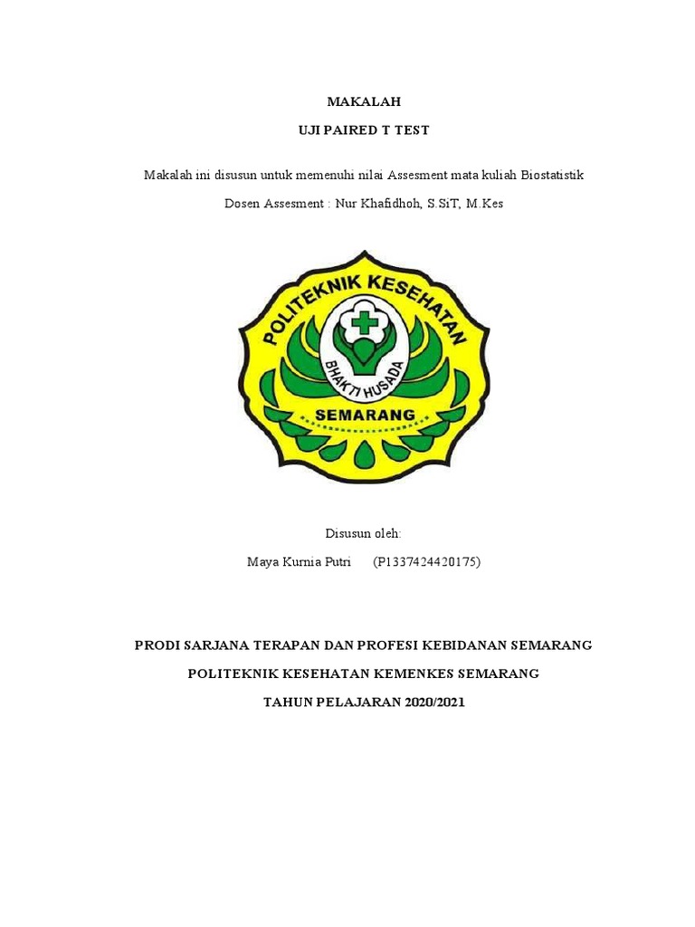 Makalah Uji Paired T-Test (Mata Kuliah Biostatistik) | PDF Makalah Uji Paired T-Test (Mata Kuliah Biostatistik) | PDF