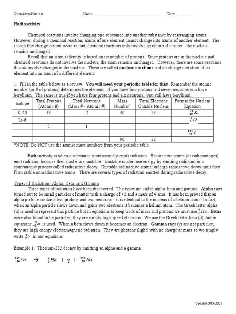 Nuclear Chemistry Problems-1 | PDF | Radioactive Decay | Atomic Nucleus
