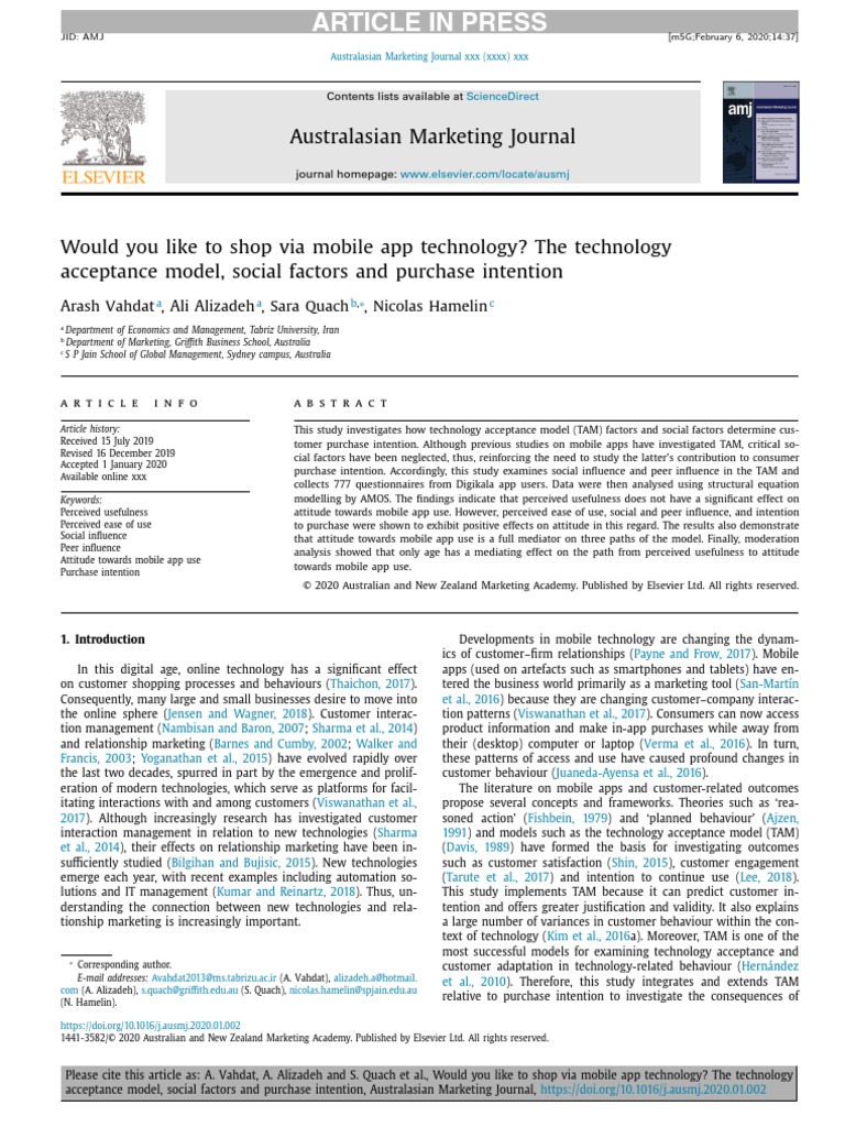 Australasian Marketing Journal: Arash Vahdat, Ali Alizadeh, Sara Quach ...