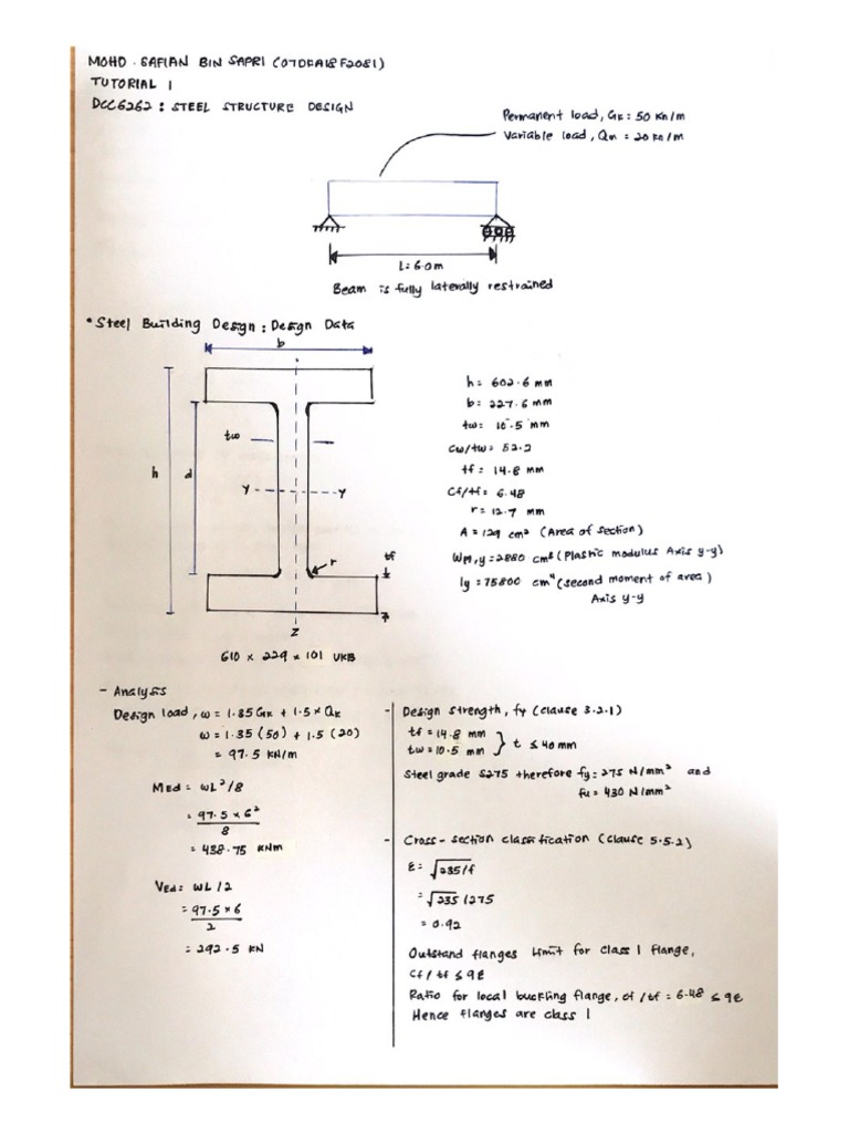 TUTORIAL 1 - Steel Structure Politeknik | PDF