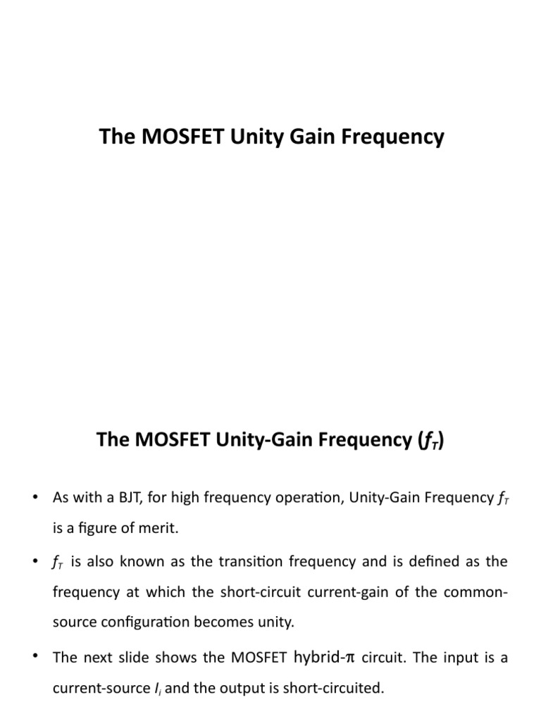 The MOSFET Unity Gain Frequency | PDF