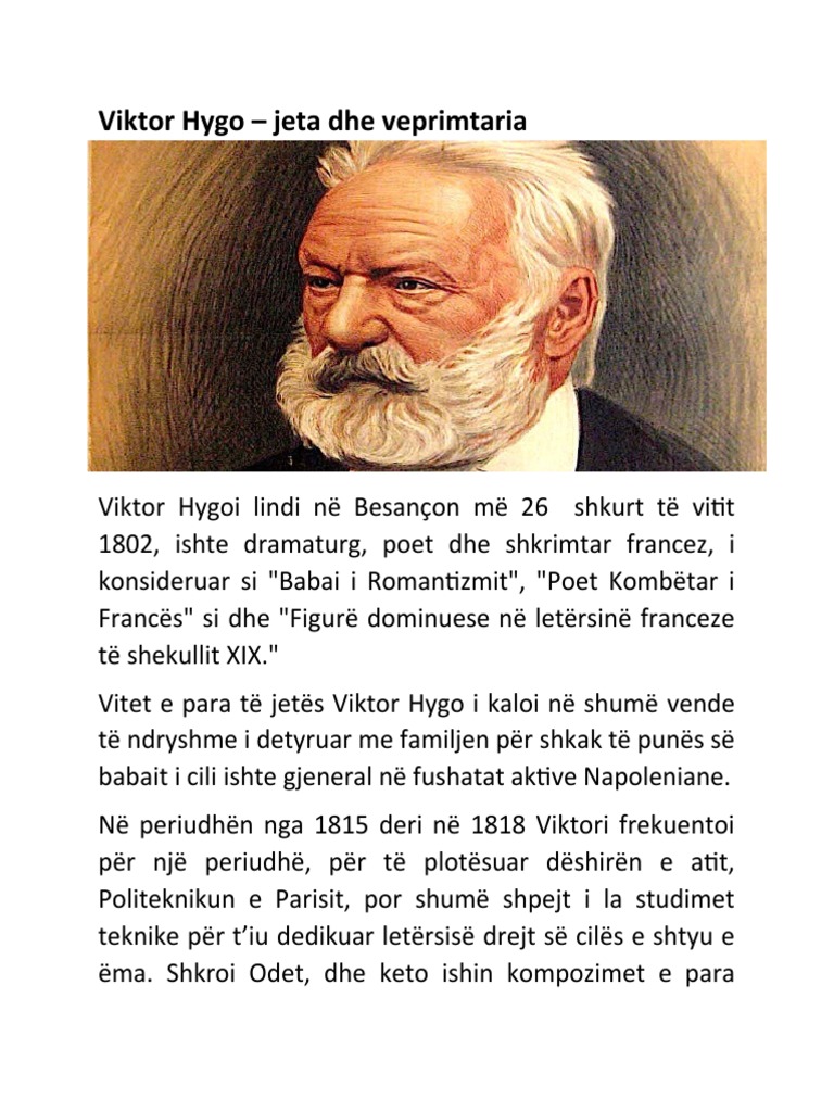 Viktor Hygo - Jeta Dhe Veprimtaria | PDF