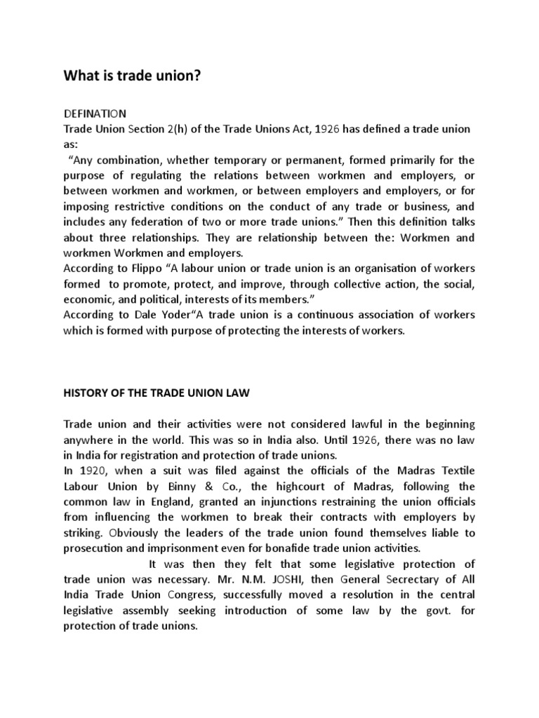 What Is Trade Union? | PDF | Trade Union | Employment