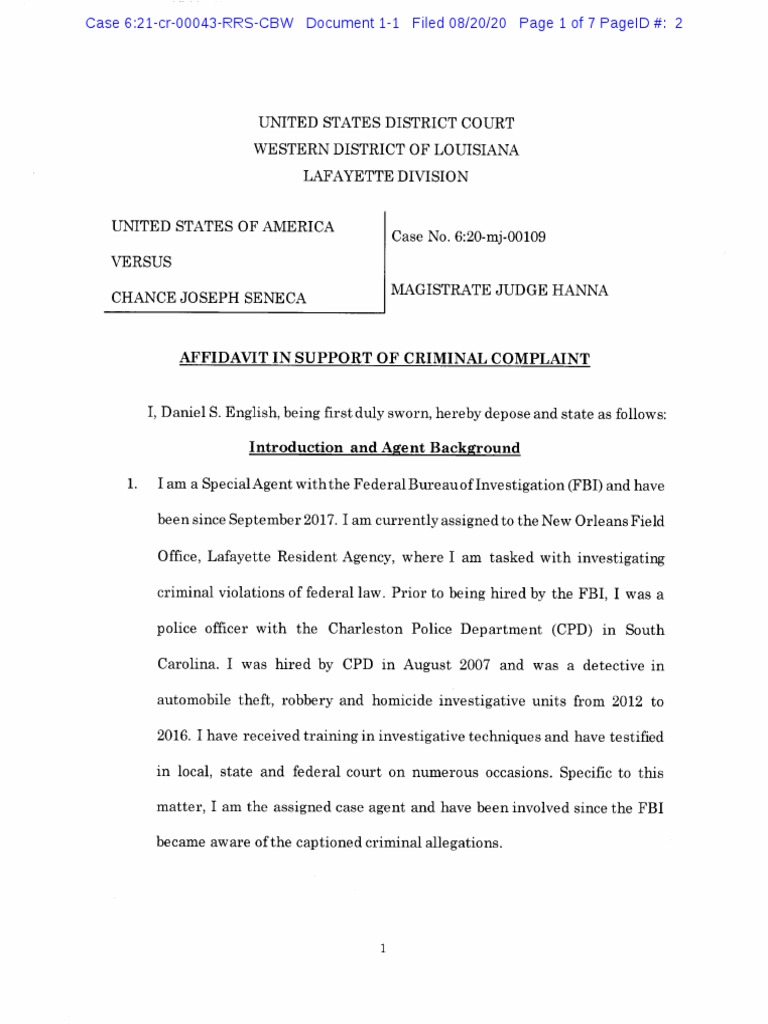 Chance Seneca Criminal Complaint | PDF