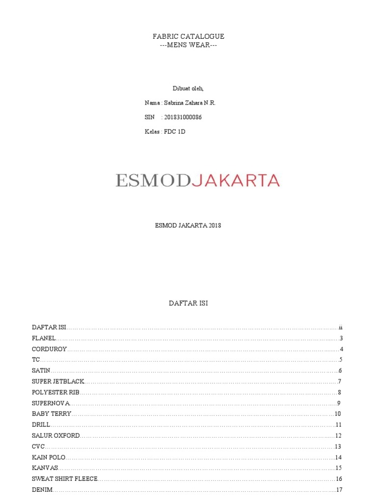 Daftar Isi Fabric Catalogue | PDF