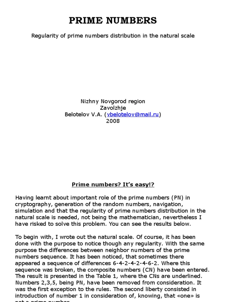 Regularity of Prime Numbers Distribution in The Natural Scale | Prime ...