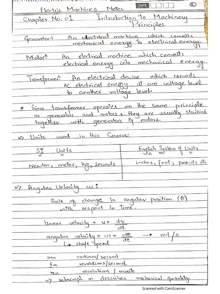 Electric Machines - Chapman - Chapter 1 Notes | PDF