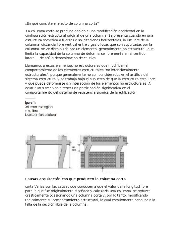 en Que Consiste El Efecto de Columna Corta | PDF | Columna | Temblores
