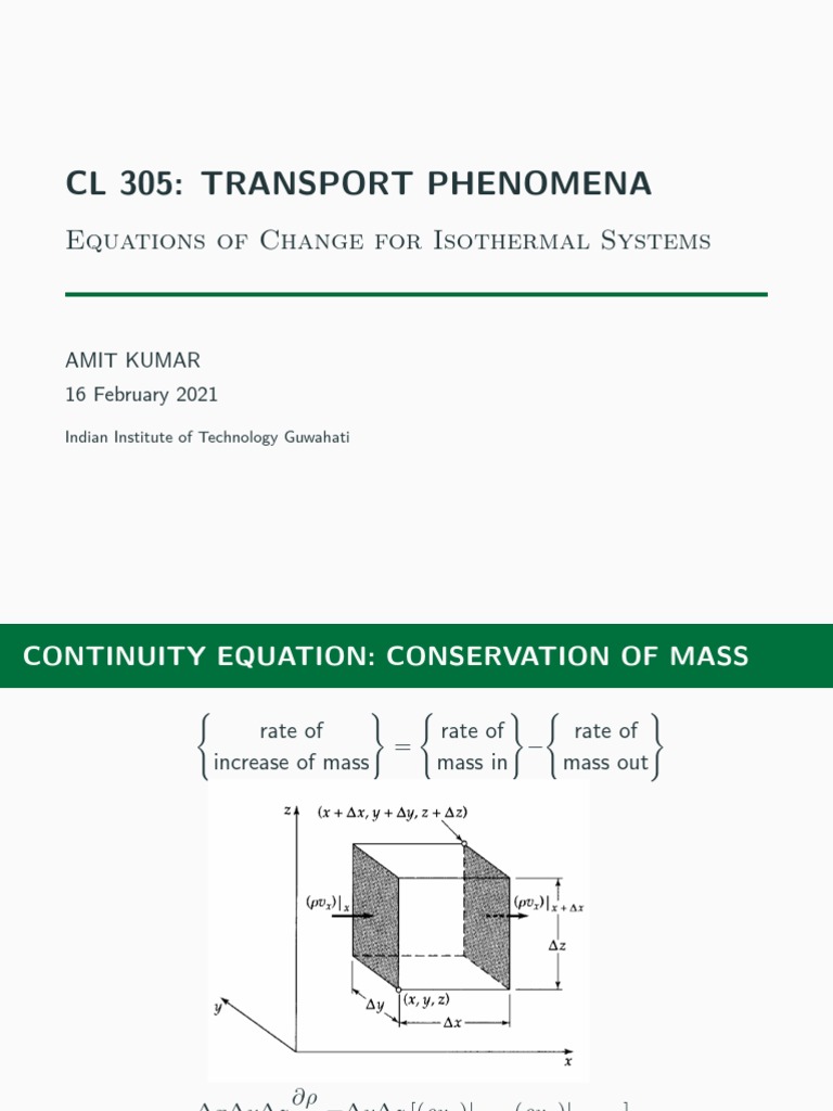 Lecture14 Equations IsothermalSystems 1 | PDF | Momentum | Transport Phenomena