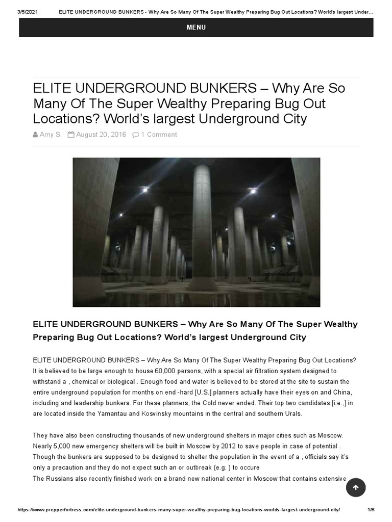 ELITE UNDERGROUND BUNKERS - Why Are So Many of The Super Wealthy ...