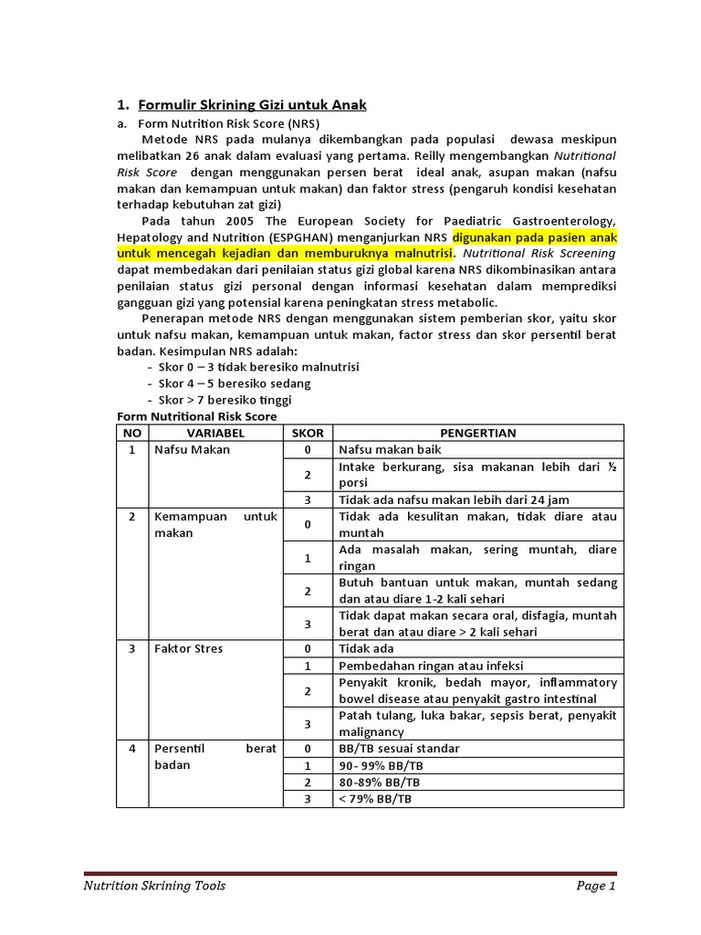 Skrining Tools | PDF