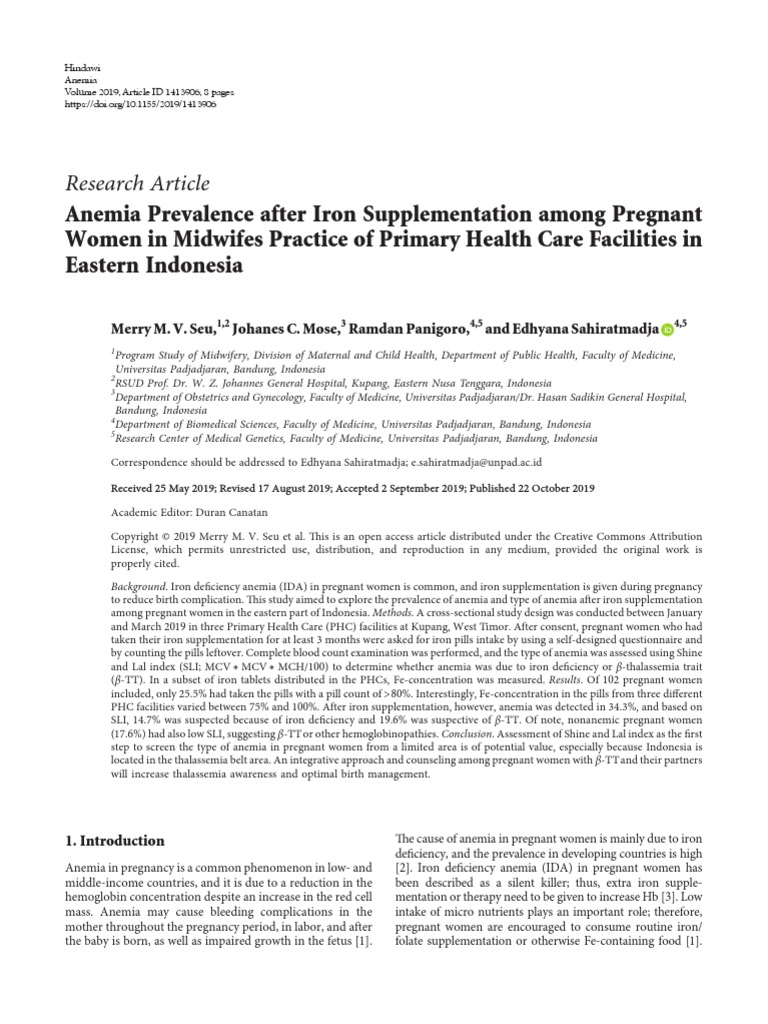 Jurnal Anemia Internasional | PDF | Pregnancy | Anemia