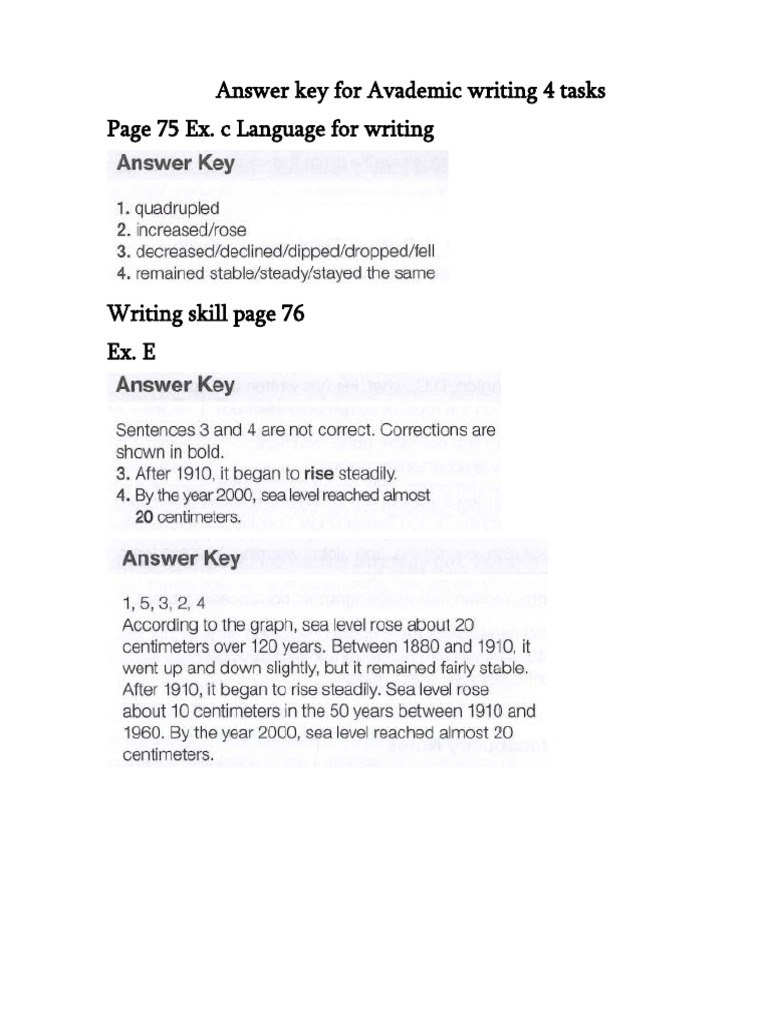 Answer Key For Academic Writing 4 Tasks | PDF | Computers