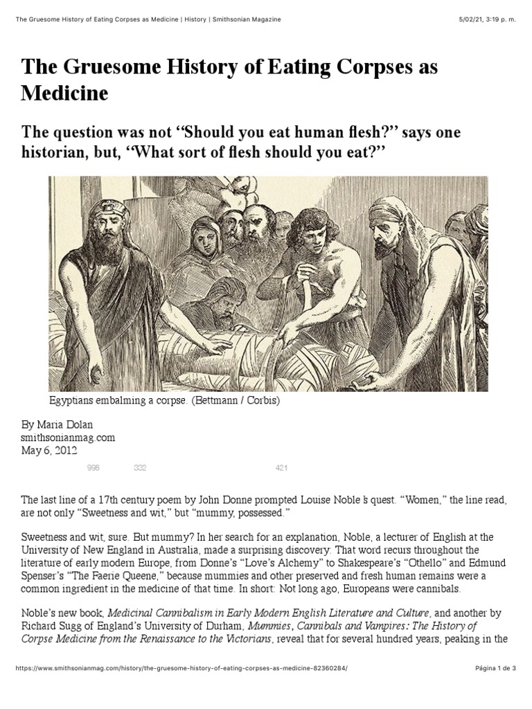 The Gruesome History of Eating Corpses As Medicine - History ...