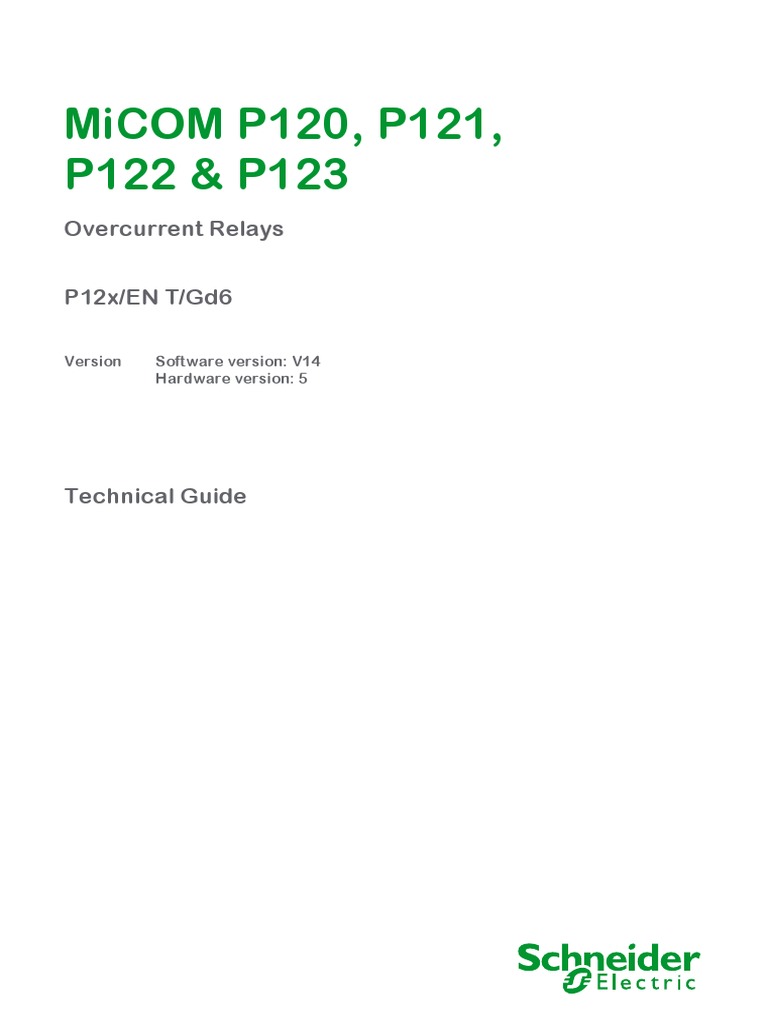 Micom P120, P121, P122 & P123: Overcurrent Relays P12X/En T/Gd6 | PDF ...