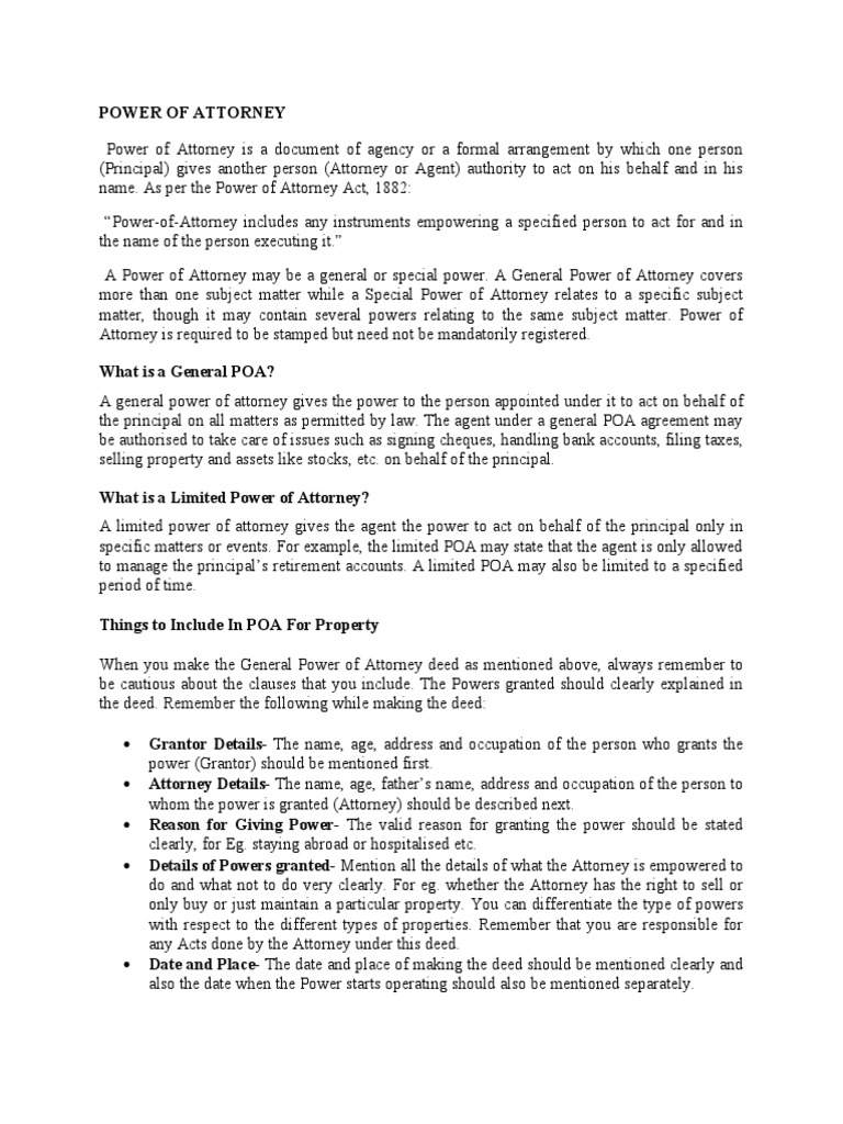 A Guide to General and Limited Powers of Attorney: Understanding the ...