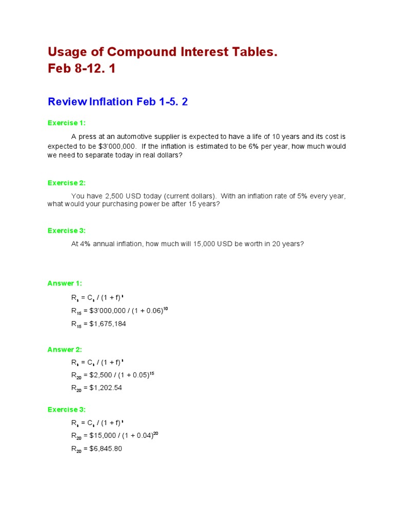 5.1 Usage of Compound Interest Tables. Feb 8-12 - 1 | PDF | Interest ...