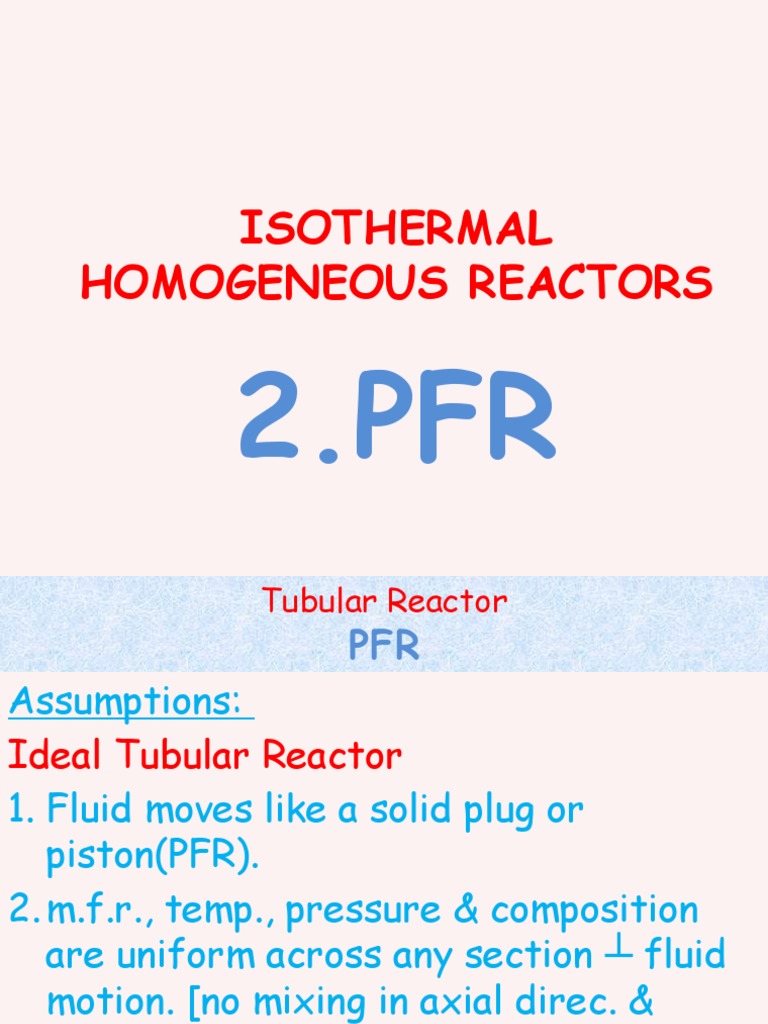 Lecture 3 Part 1 PFR | PDF | Chemical Reactor | Unit Processes