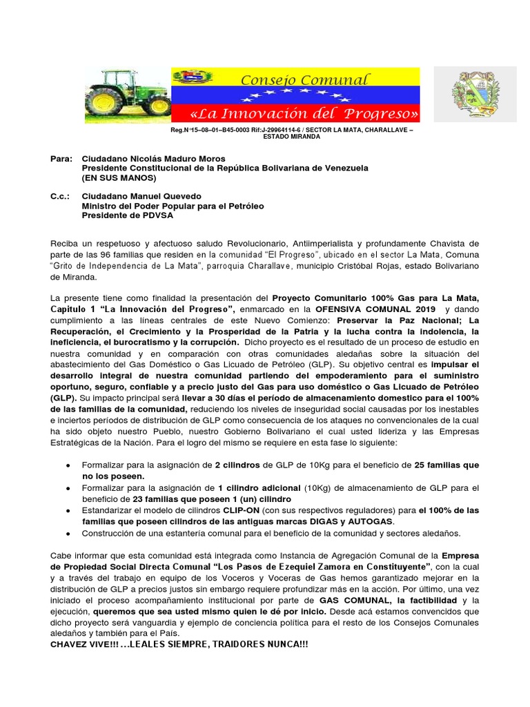 Proyecto 100% Gas para La Mata | PDF | Nicolás Maduro | Gas de petróleo ...