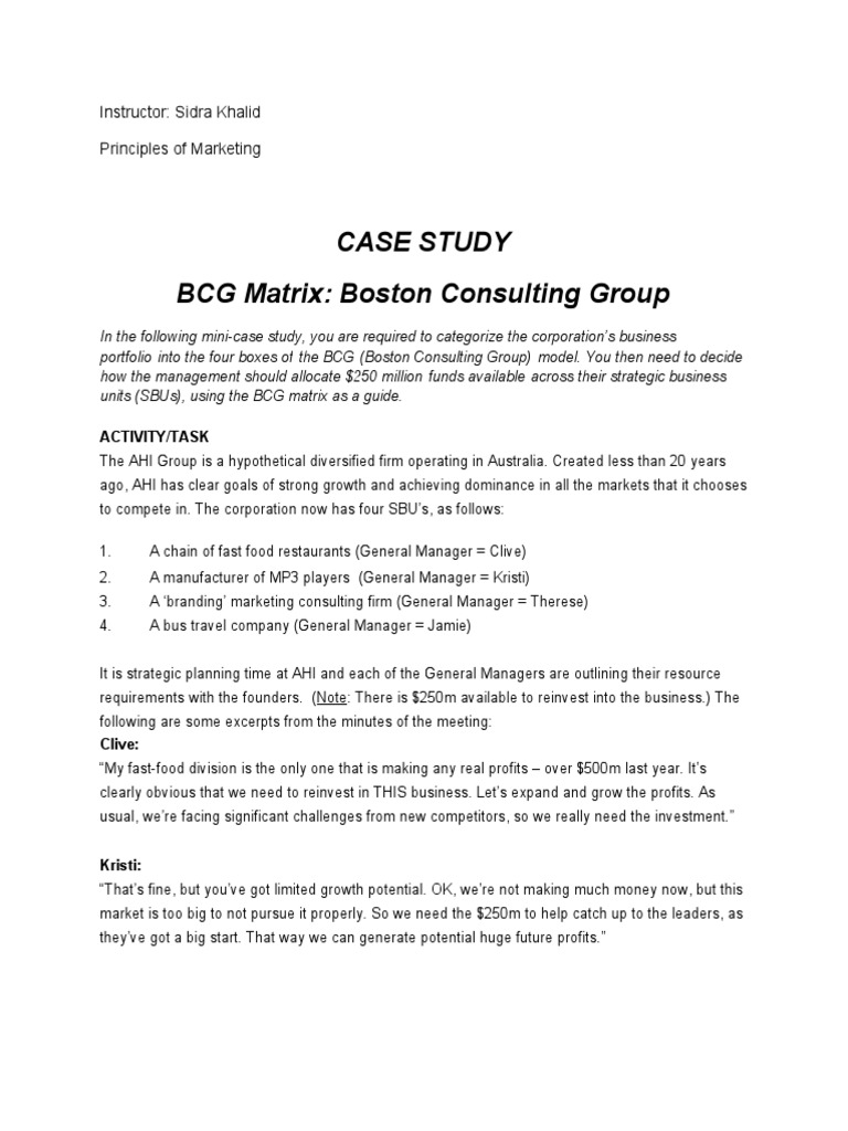 BCG Case Study | PDF | Business Economics | Marketing
