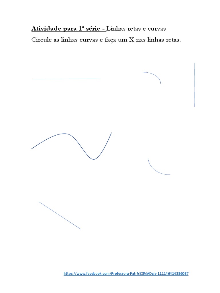 Atividade de Linhas Retas e Curvas 1ª Série | PDF | Métodos e Materiais ...