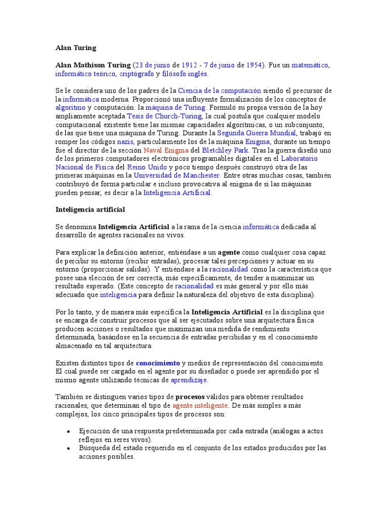 Alan Turing y John Searle | PDF | Metafísica | Interacciones de ...