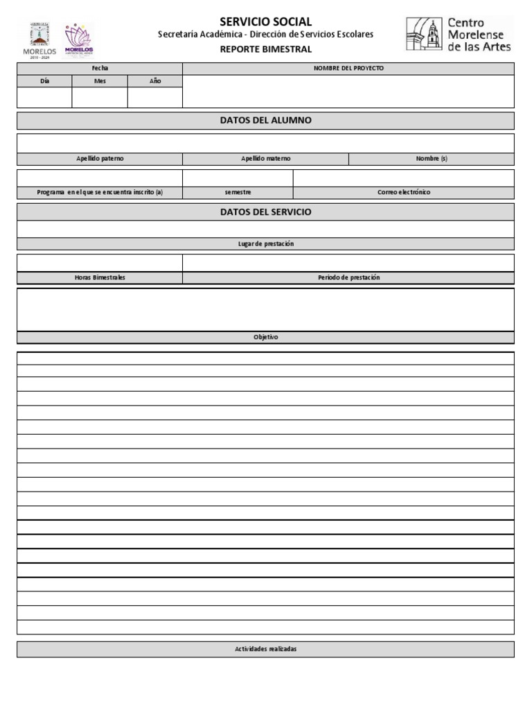 2021 Cma Morelos Formato - Reporte - Servicio - Social | PDF