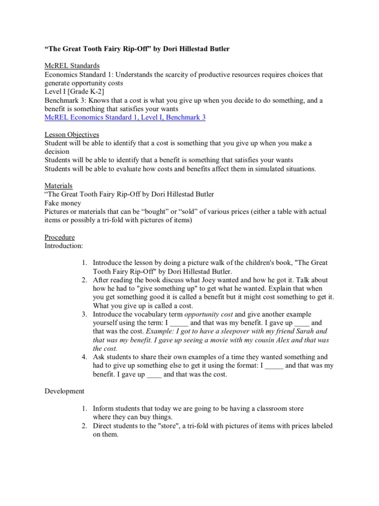 1st Grade Economics Lesson Plan | PDF | Economics | Behavior Modification