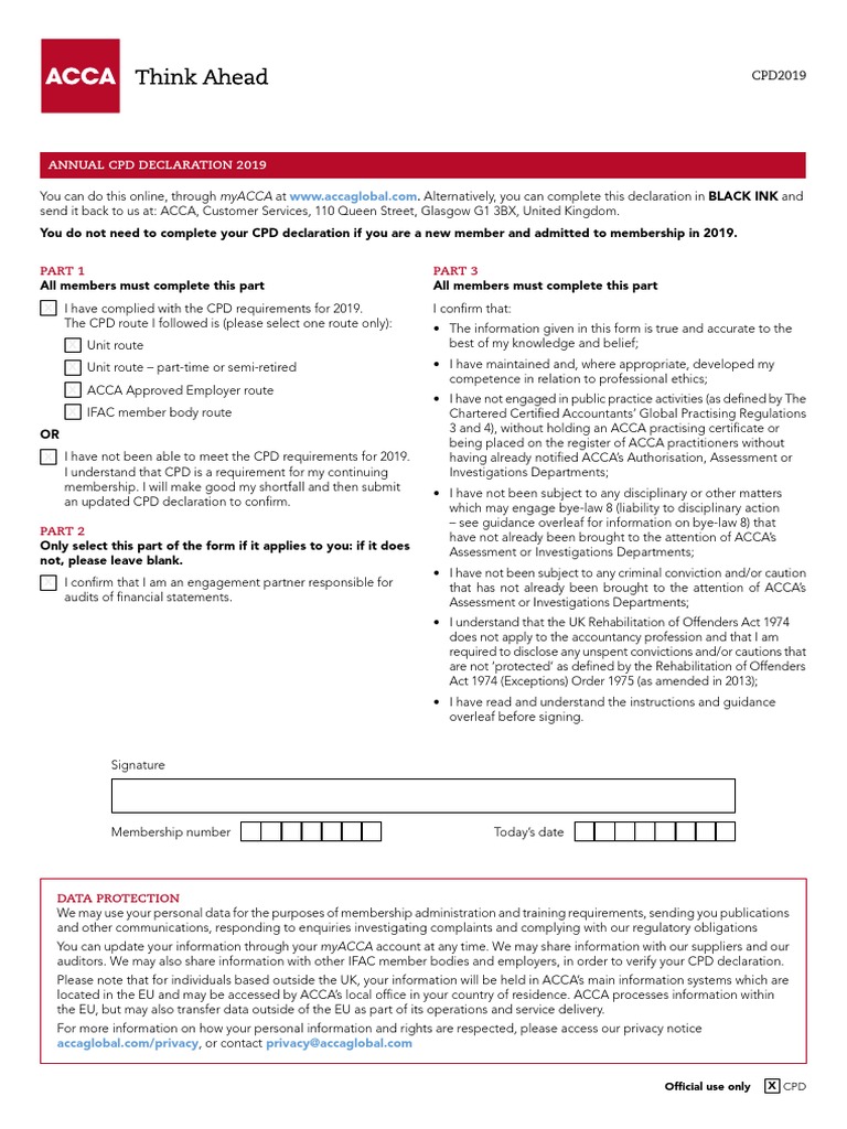 2019 ACCA CPD Declaration Instructions | PDF | Business | Government