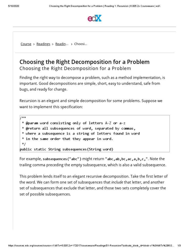 3.choosing The Right Decomposition For A Problem - Reading 1 ...