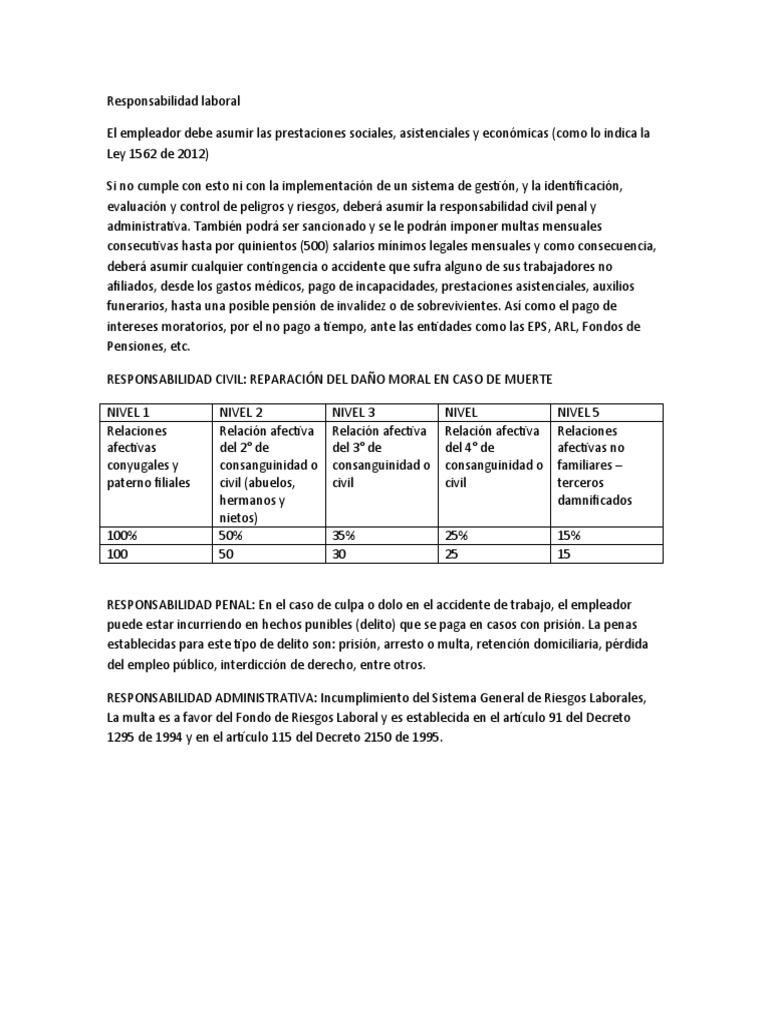 Responsabilidad Laboral | PDF