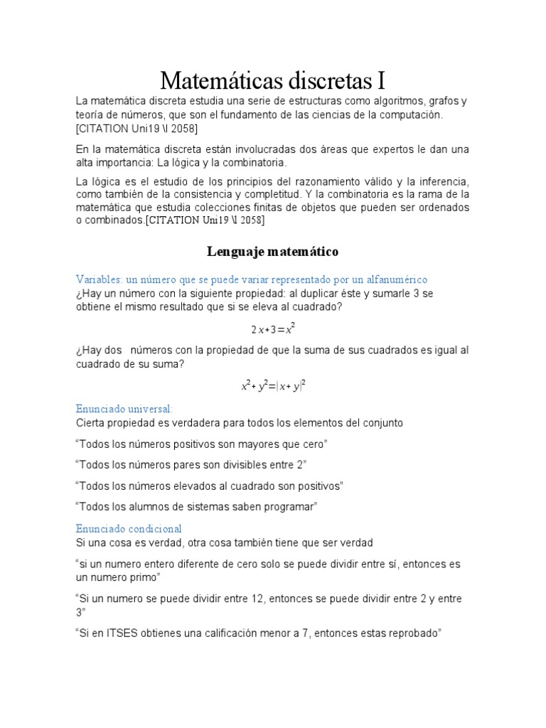 Matemáticas Discretas I | PDF | Matemáticas discretas | Números