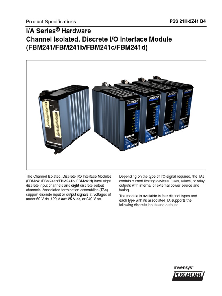 I/A Series Hardware Channel Isolated, Discrete I/O Interface Module ...