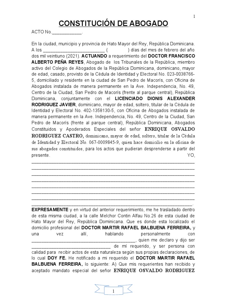 Constitucion De Abogado Pdf República Dominicana Justicia