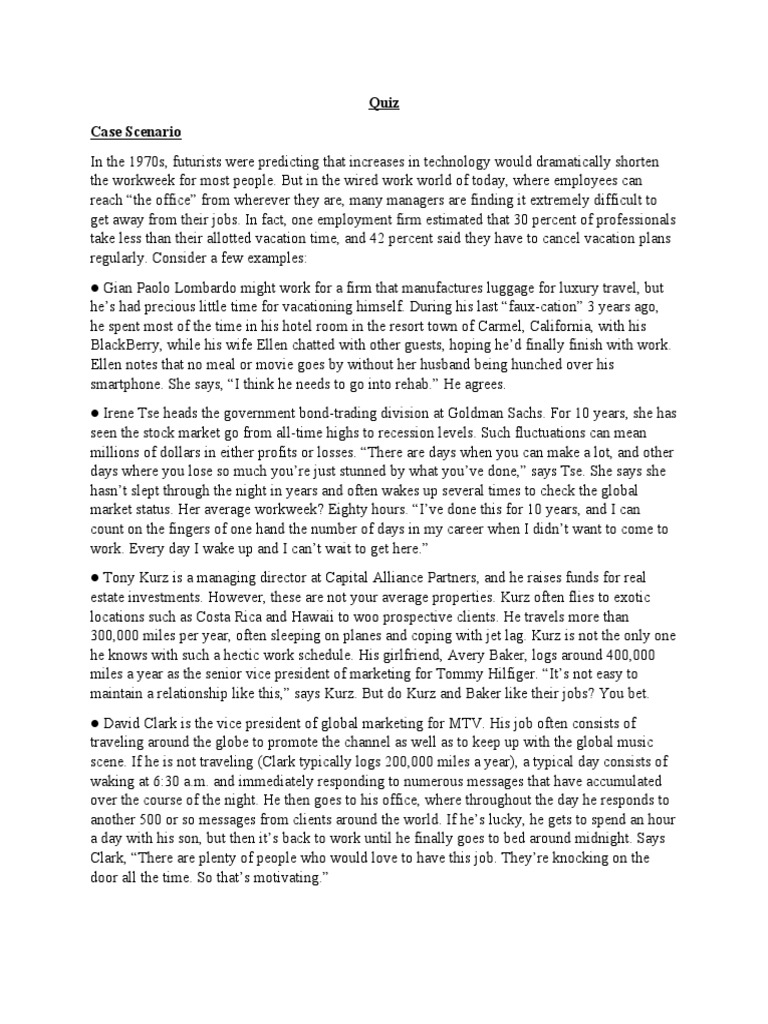 Quiz Case Study Attitudes | PDF | Job Satisfaction | Economies