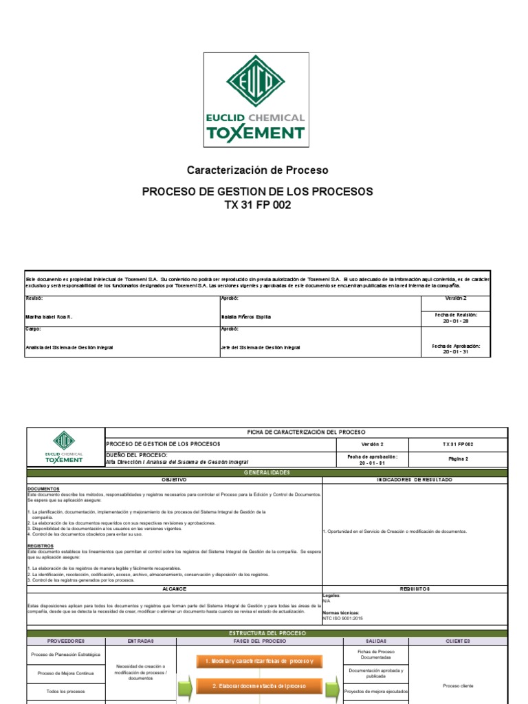 TX31FP002 Ficha de Proceso Gestion de Los Procesos | PDF | Organización ...