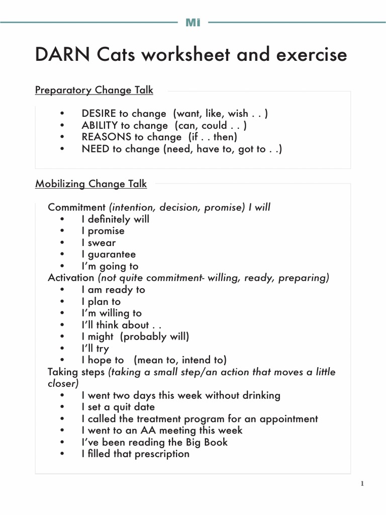 Preparatory and Mobilizing Change Talk | PDF