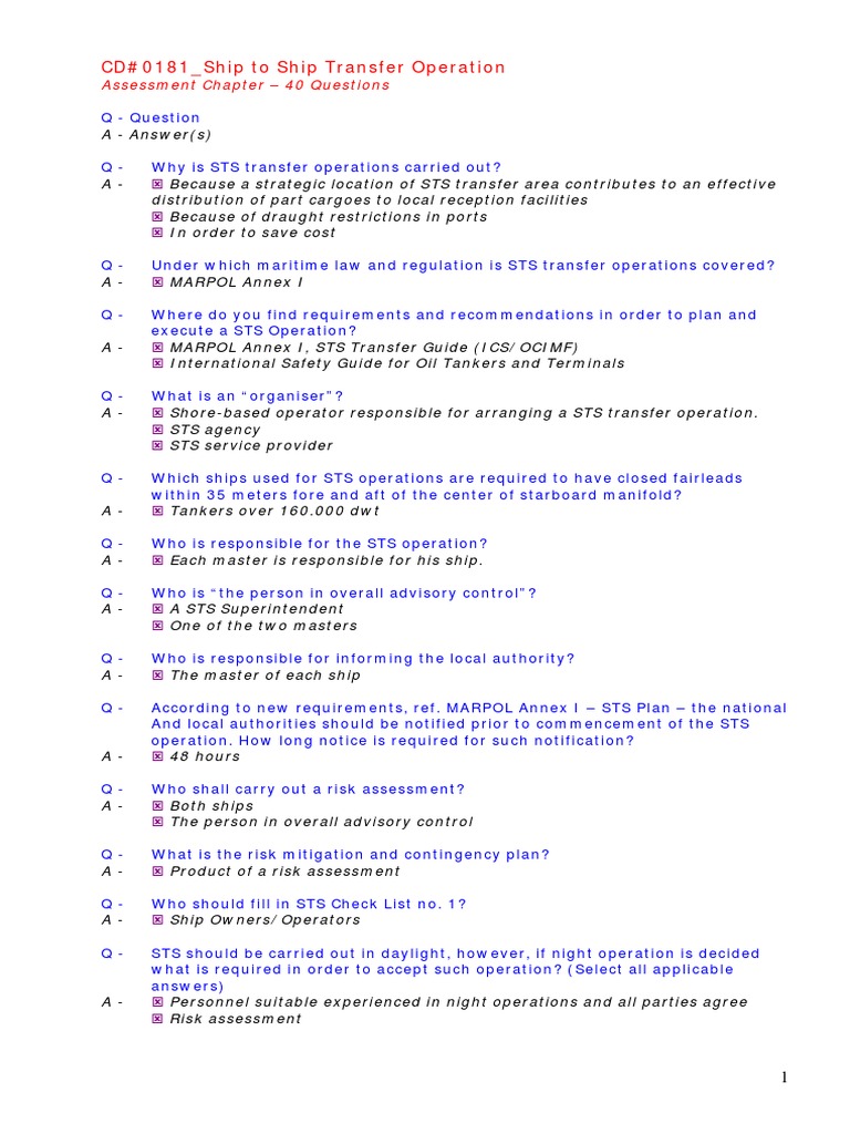 CD#0181 - Ship To Ship Transfer Operation: Assessment Chapter - 40 ...