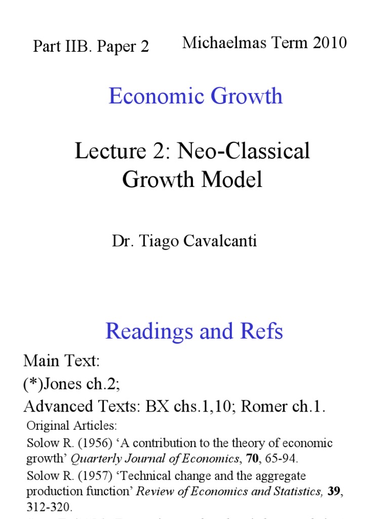 Neo-Classical Growth Model Overview | PDF | Economic Growth ...
