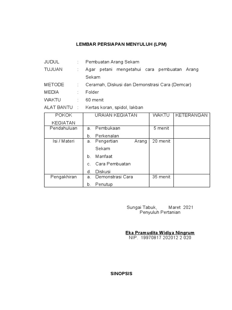 Lembar Persiapan Menyuluh | PDF