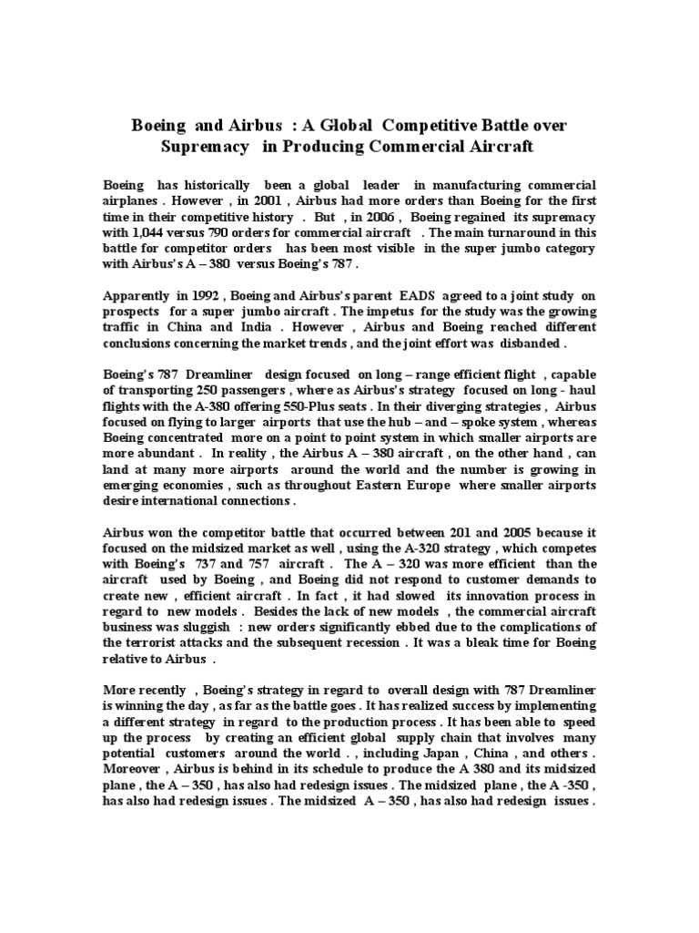 Boeing vs Airbus: Market Share Dynamics | PDF | Boeing | Airbus